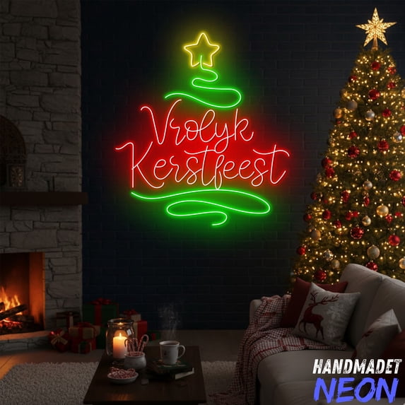 Handmadetneonsign Vrolijk Kerstfeest Neon Sign, Christmas Home Decor ...