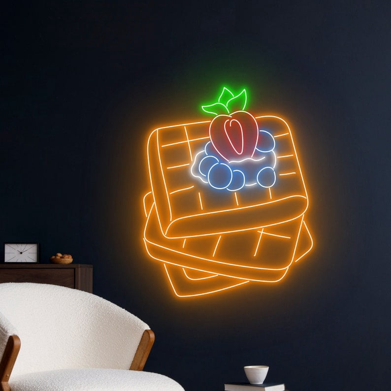 Handmadetneonsign Waffle Pancake Neon Sign, Waffle Pancake Led Art ...