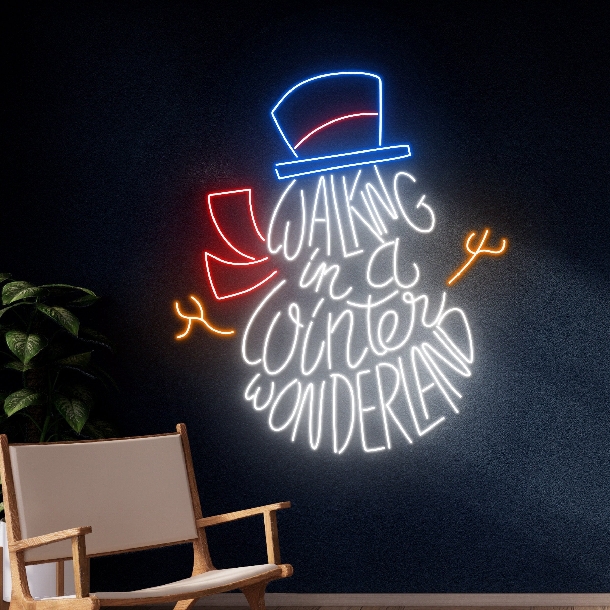 Handmadetneonsign Walking In A Winter Wonderland Snowman Neon Sign ...