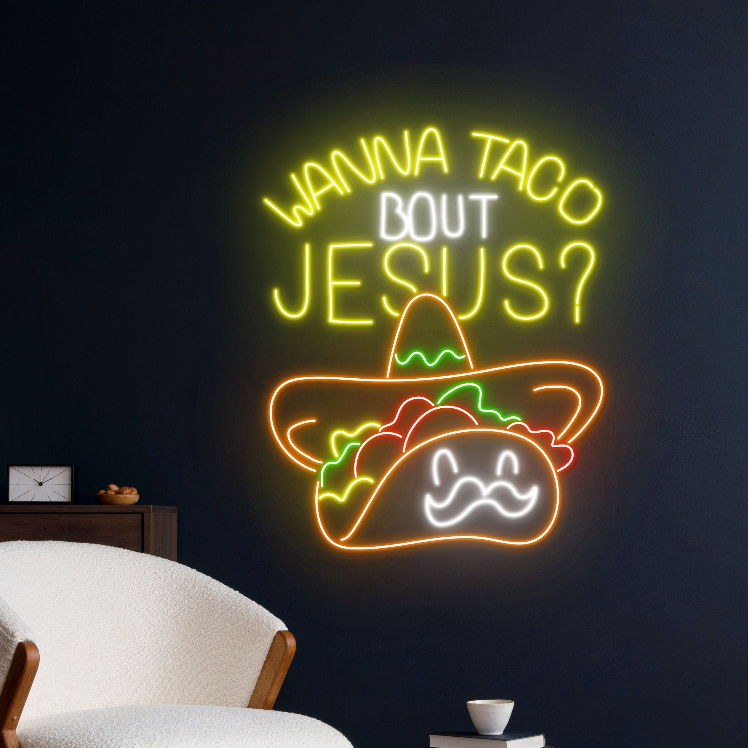 Handmadetneonsign Wanna Taco Bout Jesus Neon Sign, Mexico Tacos LED ...