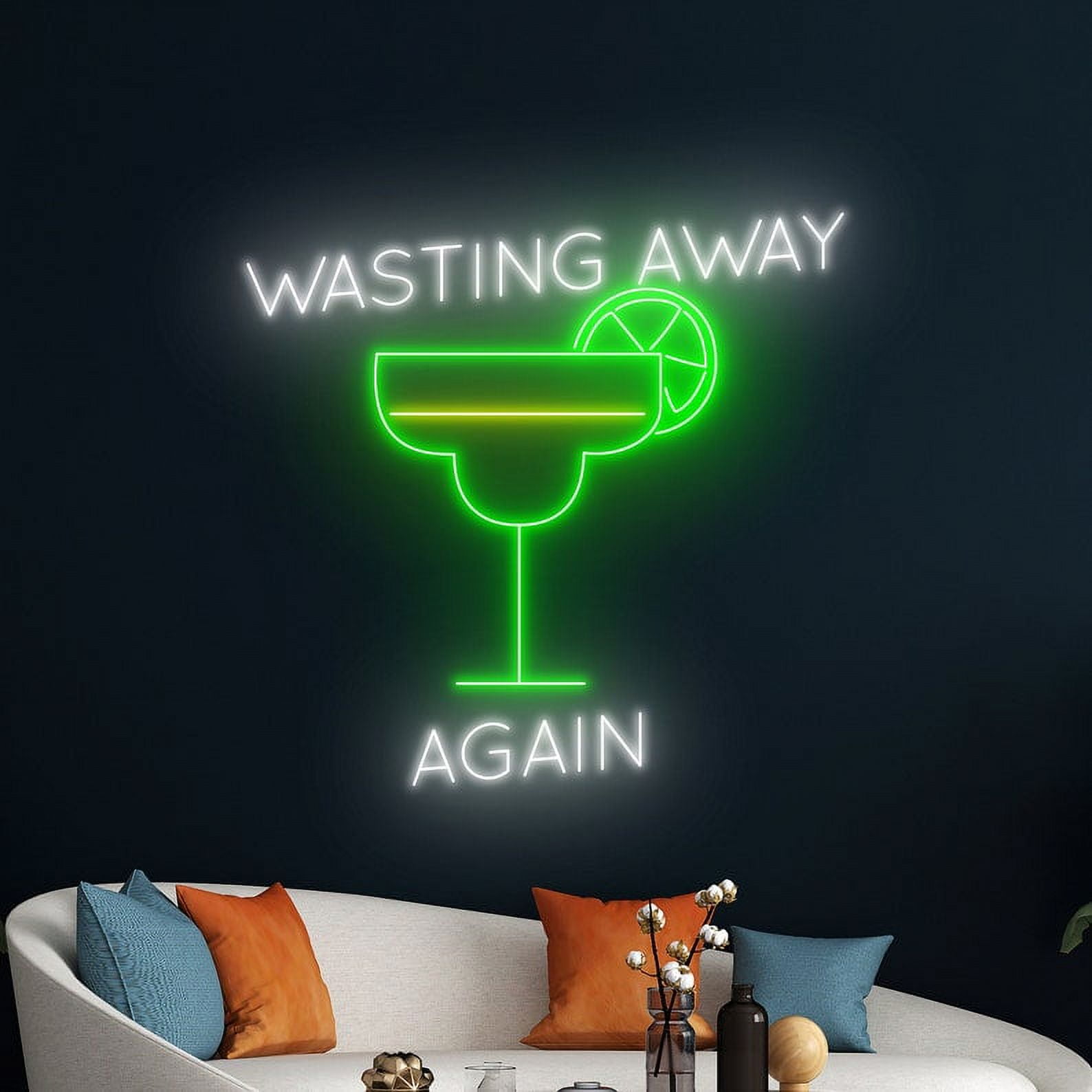 Handmadetneonsign Wasting Away Again Neon Sign, Margarita Cocktail LED ...