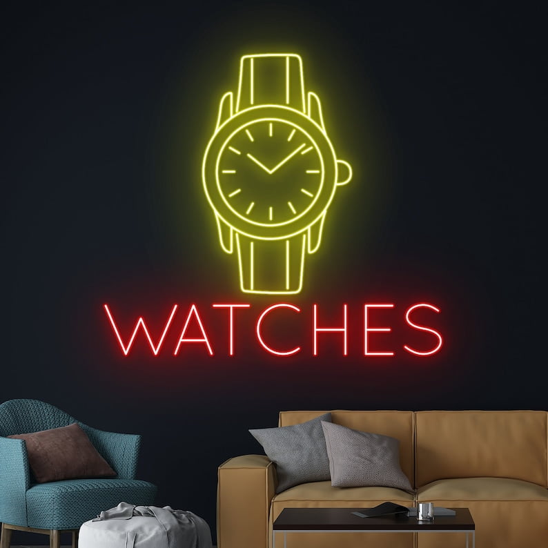 Handmadetneonsign Watches Led Sign, Hand Watches Neon Light, Fashion ...