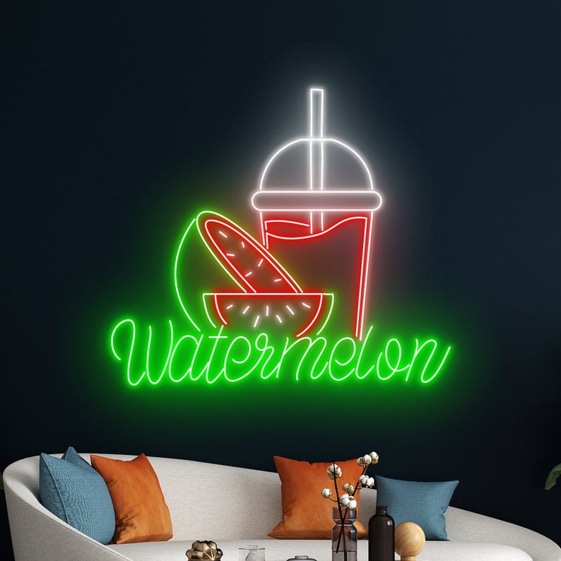 Handmadetneonsign Watermelon Neon Light, Watermelon Juice Led Light ...