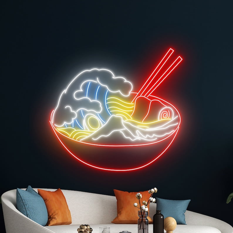 Handmadetneonsign Wave Ramen Neon Sign, Japanese Ramen Noodles Led Sign ...