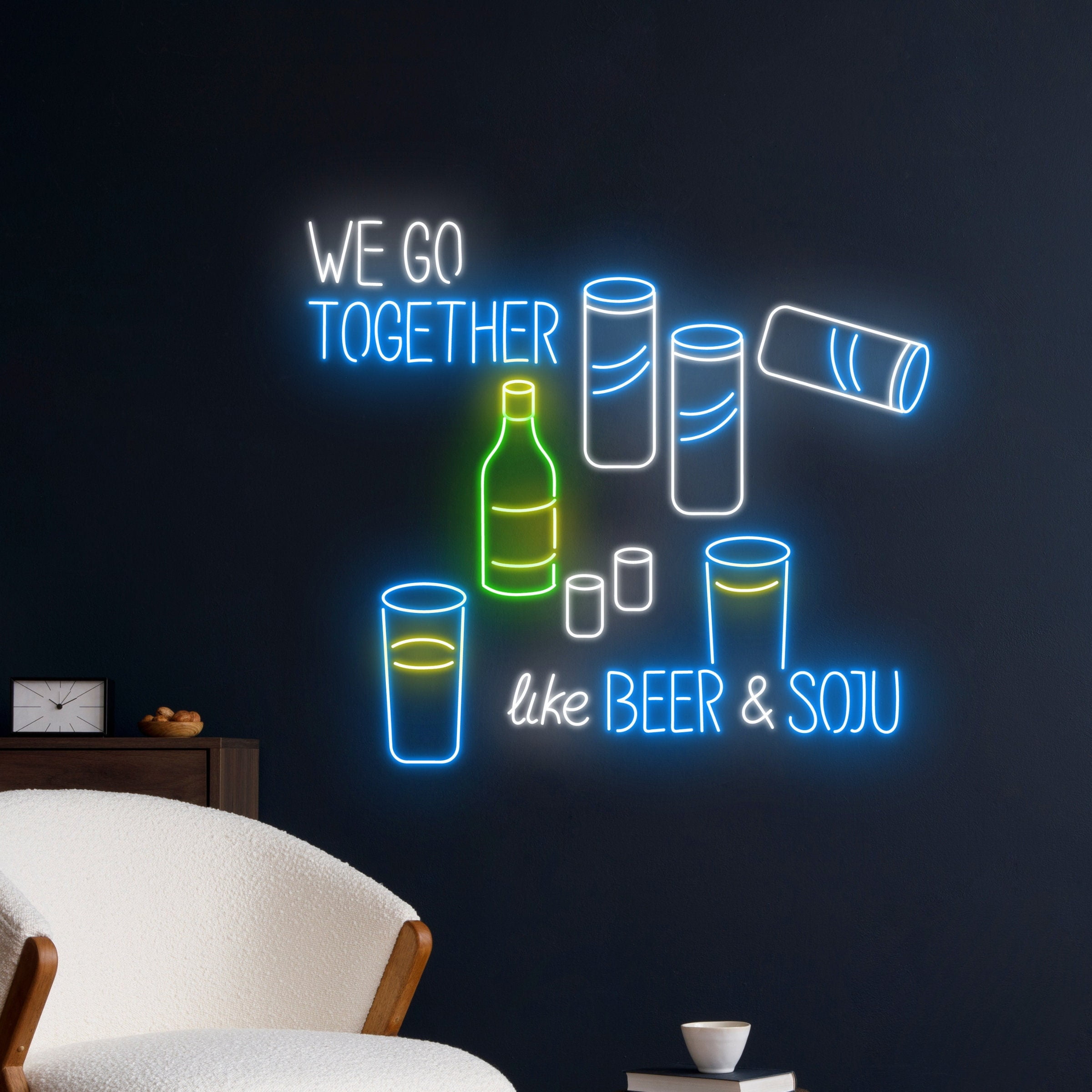 Handmadetneonsign We Go Together Like Beer & Soju Neon Sign, Soju Beer ...
