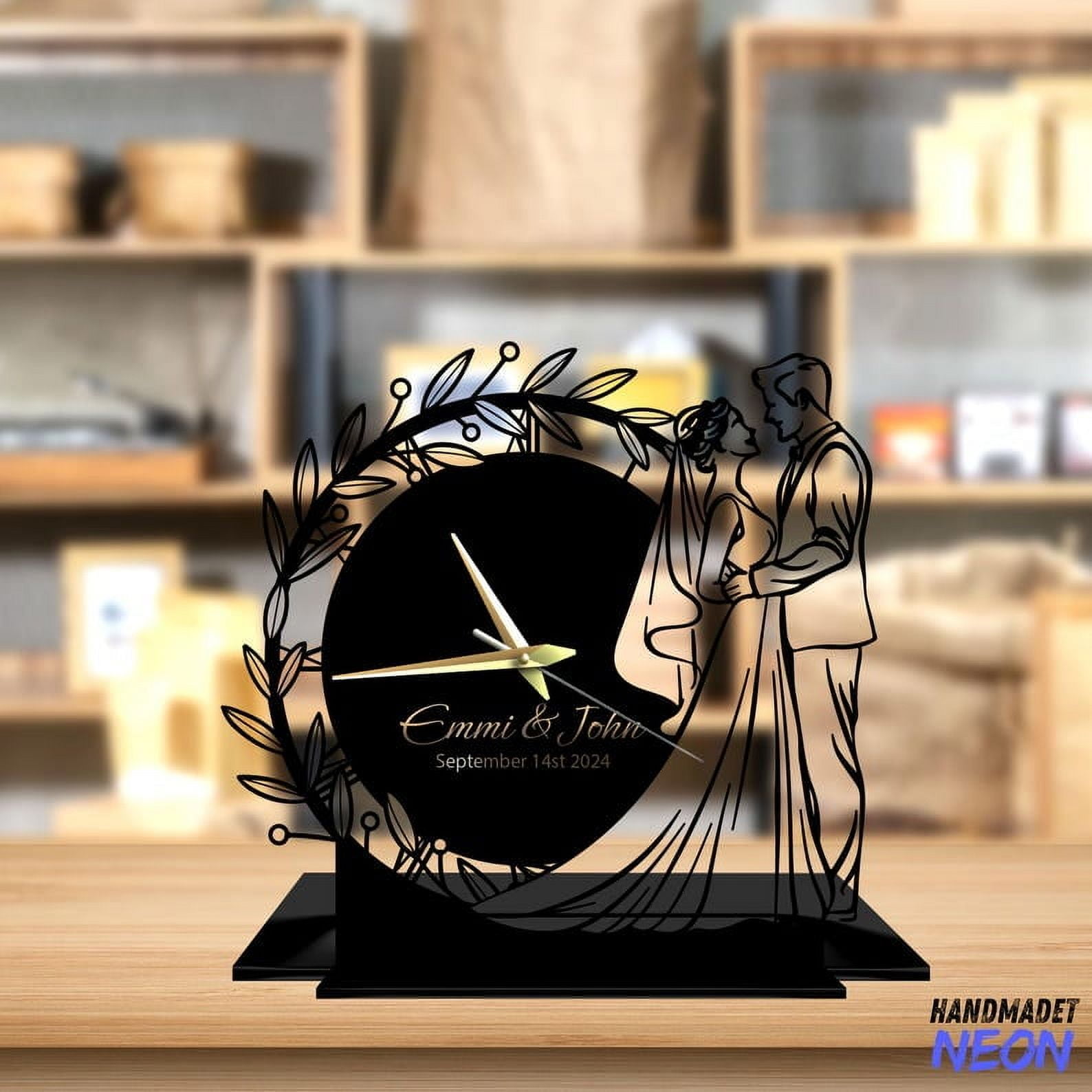 Handmadetneonsign Wedding Gift Tabletop Metal Clock, Anniversary ...