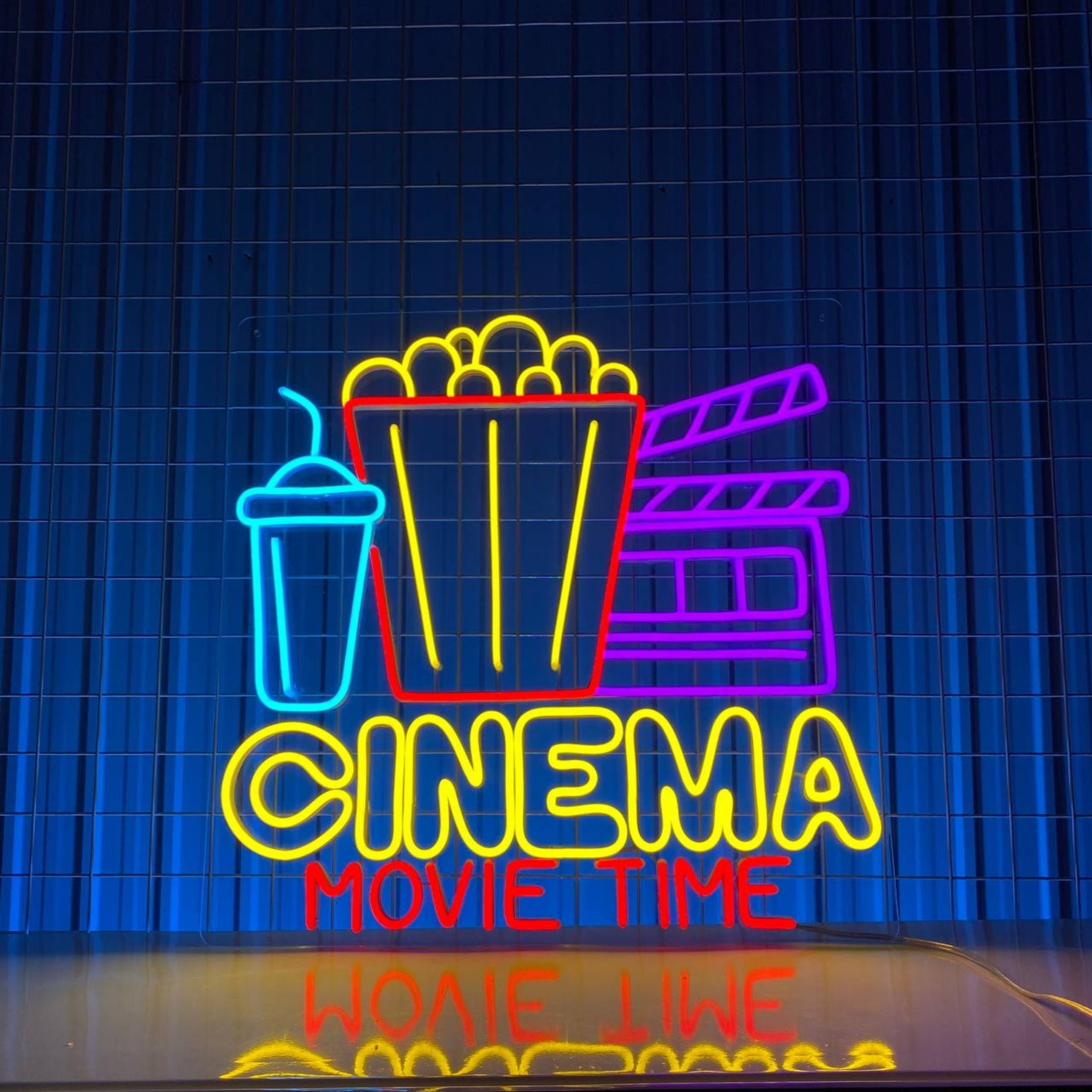 Handmadetneonsign Welcome Cinema Neon Sign, Cinema Popcorn Wall Art ...