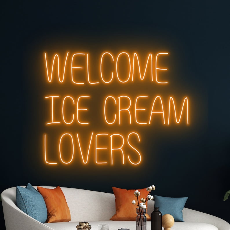 Handmadetneonsign Welcome Ice Cream Lovers Neon Sign, Ice Cream LED ...