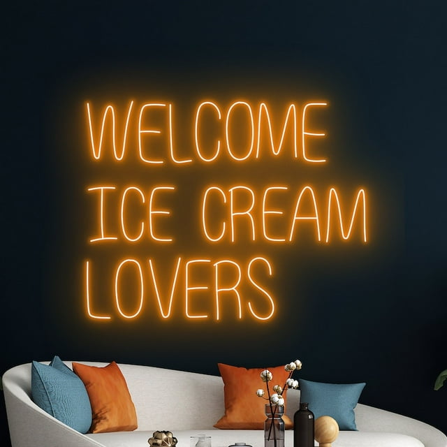 Handmadetneonsign Welcome Ice Cream Lovers Neon Sign, Ice Cream LED ...