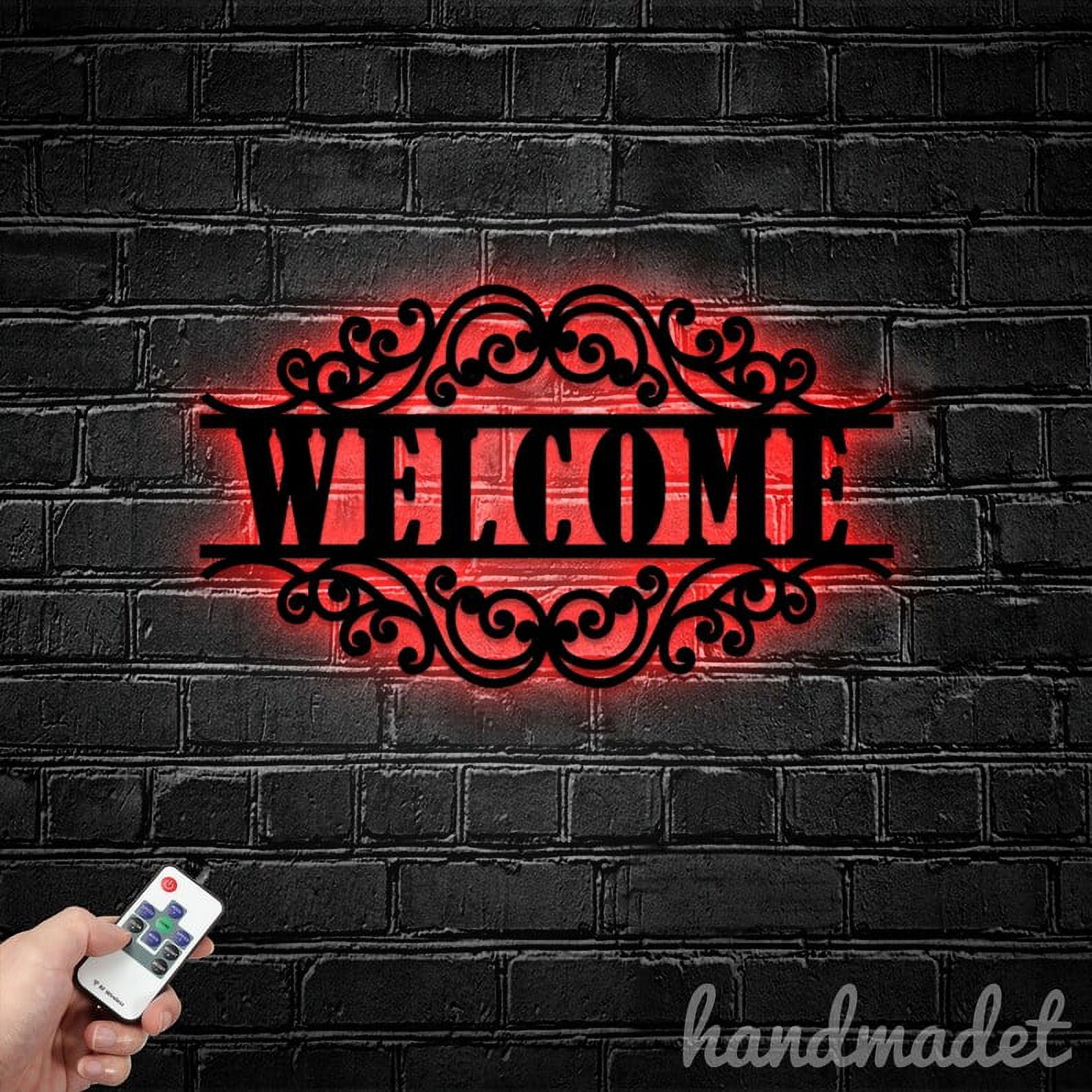 Handmadetneonsign Welcome Metal Wall Art Light, Welcome Metal Sign Wall ...