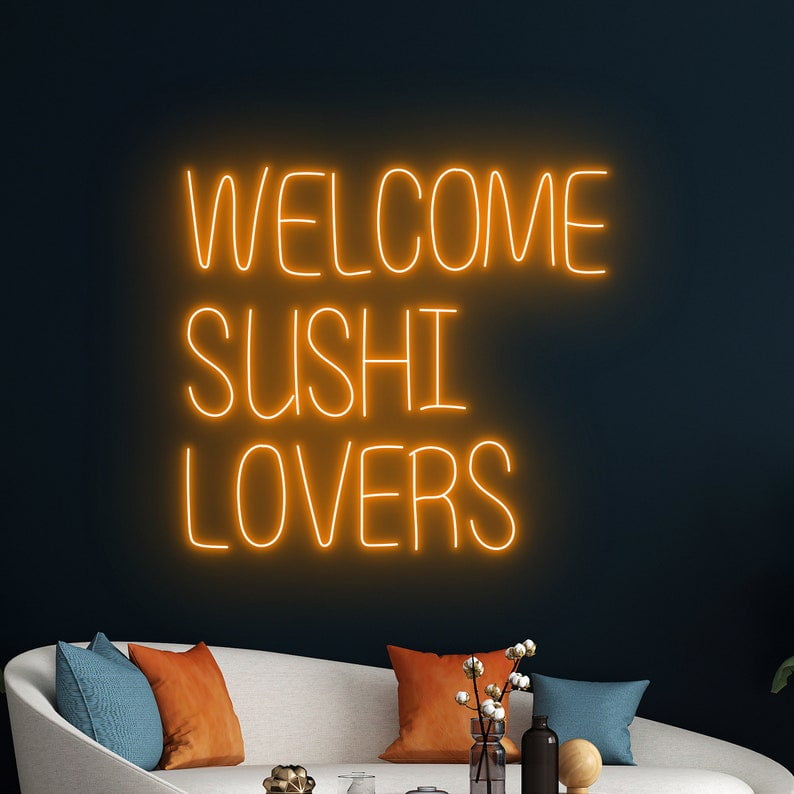 Handmadetneonsign Welcome Sushi Lovers Neon Sign, Japanese Food LED ...