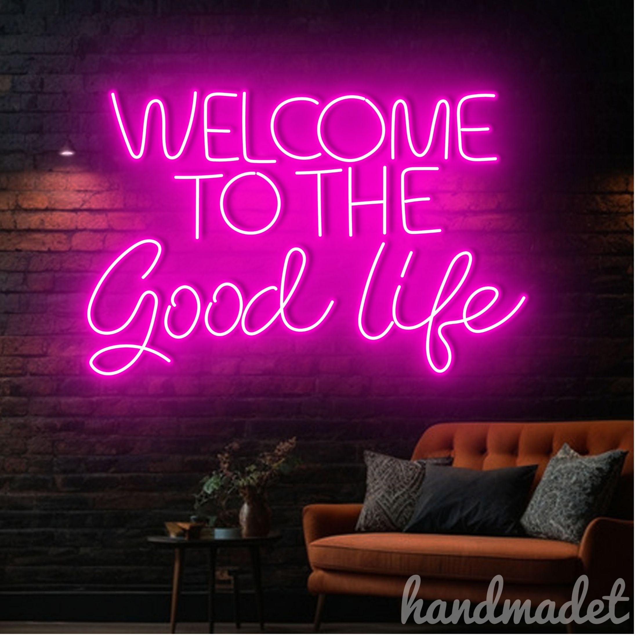 Handmadetneonsign Welcome To Good Life Neon Sign, Quote Wall Art Decor ...