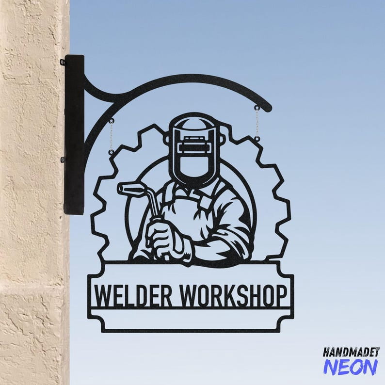 Handmadetneonsign Welder Hanging Sign, Welder Workshop Outdoor Hanging ...