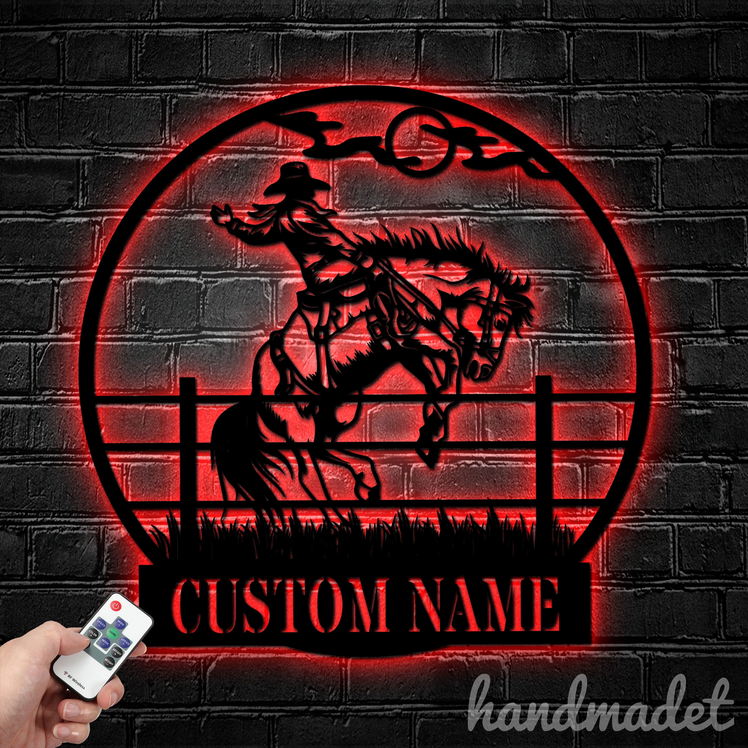 Handmadetneonsign Western Cowboy Metal Wall Art Light, Cowboy Metal ...