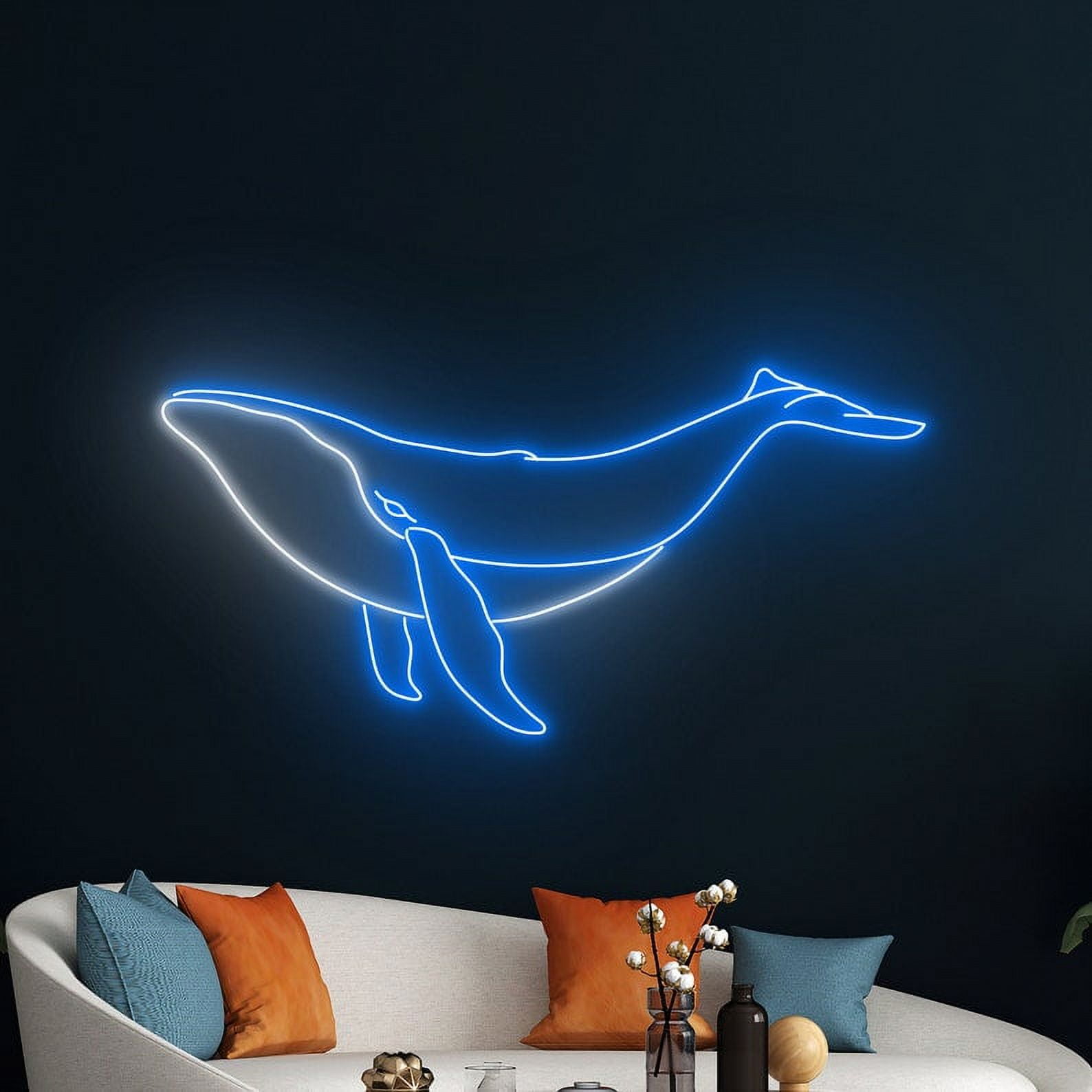 Handmadetneonsign Whale Wall Art, Cute Whale Neon Wall Decor, Animal ...