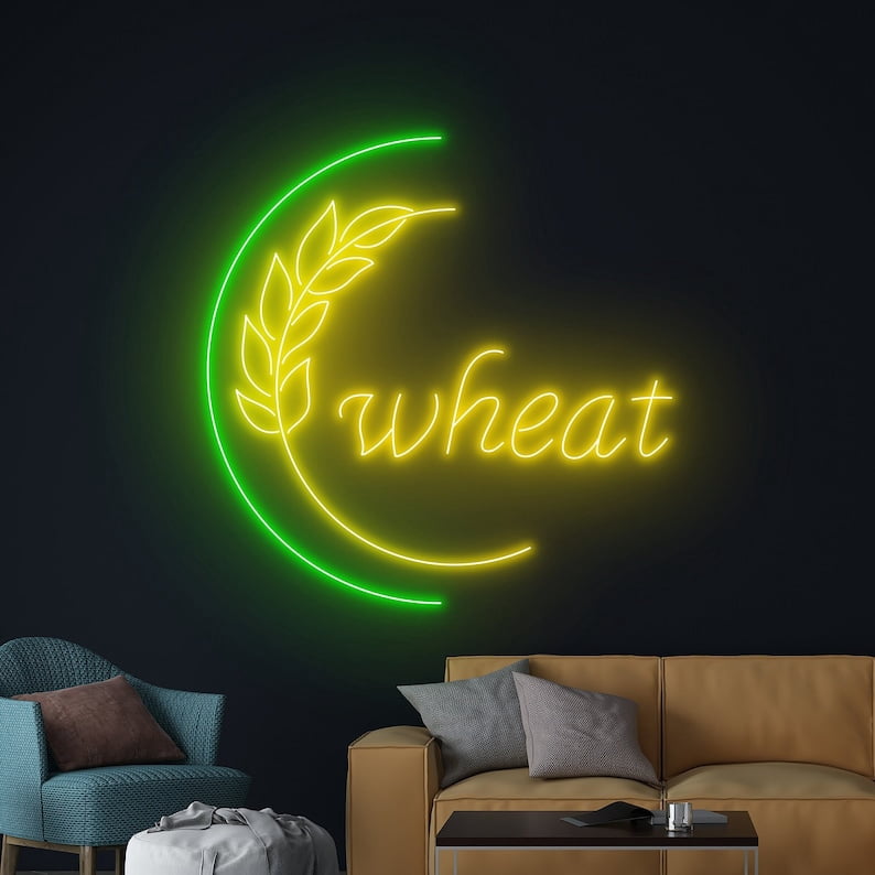 Handmadetneonsign Wheat Neon Sign, Organic Wheat Wall Art Decor, Farmer ...