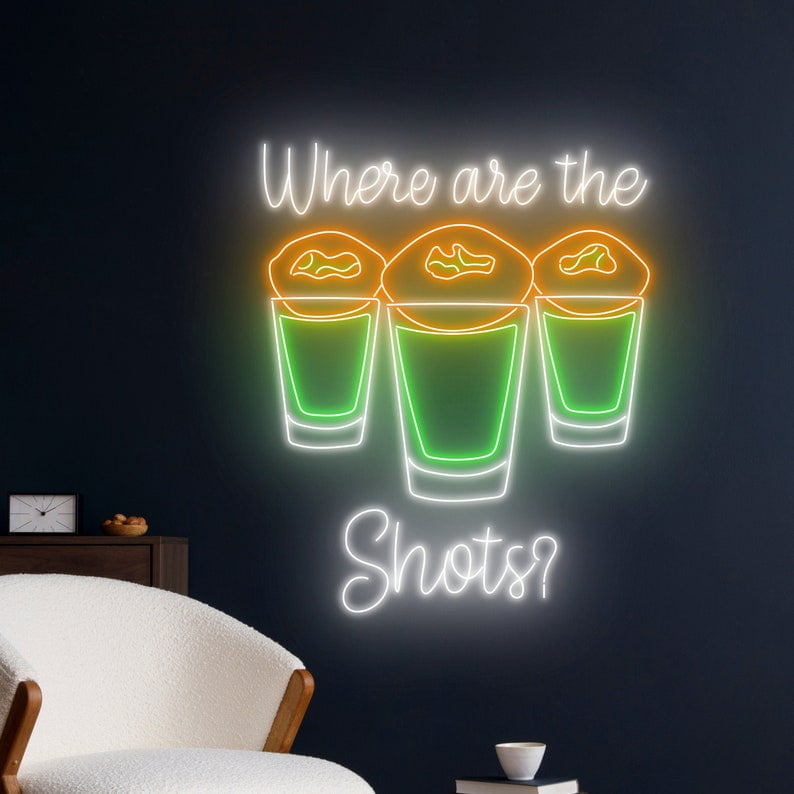 Handmadetneonsign Where Are The Shots Neon Sign, Pani Puri Wall Art ...