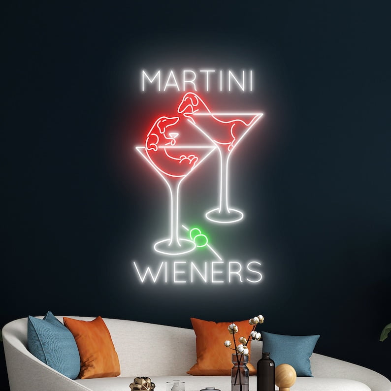 Handmadetneonsign Wieners Martini Neon Sign, Wiener Dachshund Neon ...
