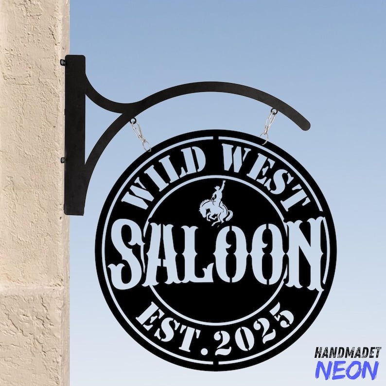 Handmadetneonsign Wild West Saloon Hanging Sign, Wine Bar Outdoor ...
