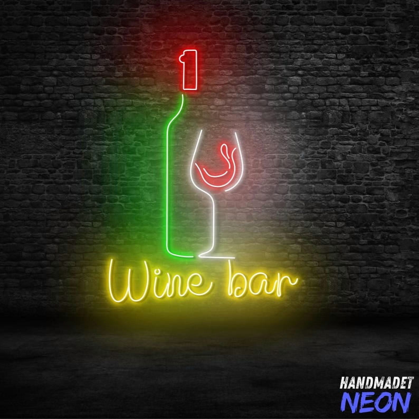 Handmadetneonsign Wine Bar Neon Sign, LED Bottle Glass Wall Light for ...