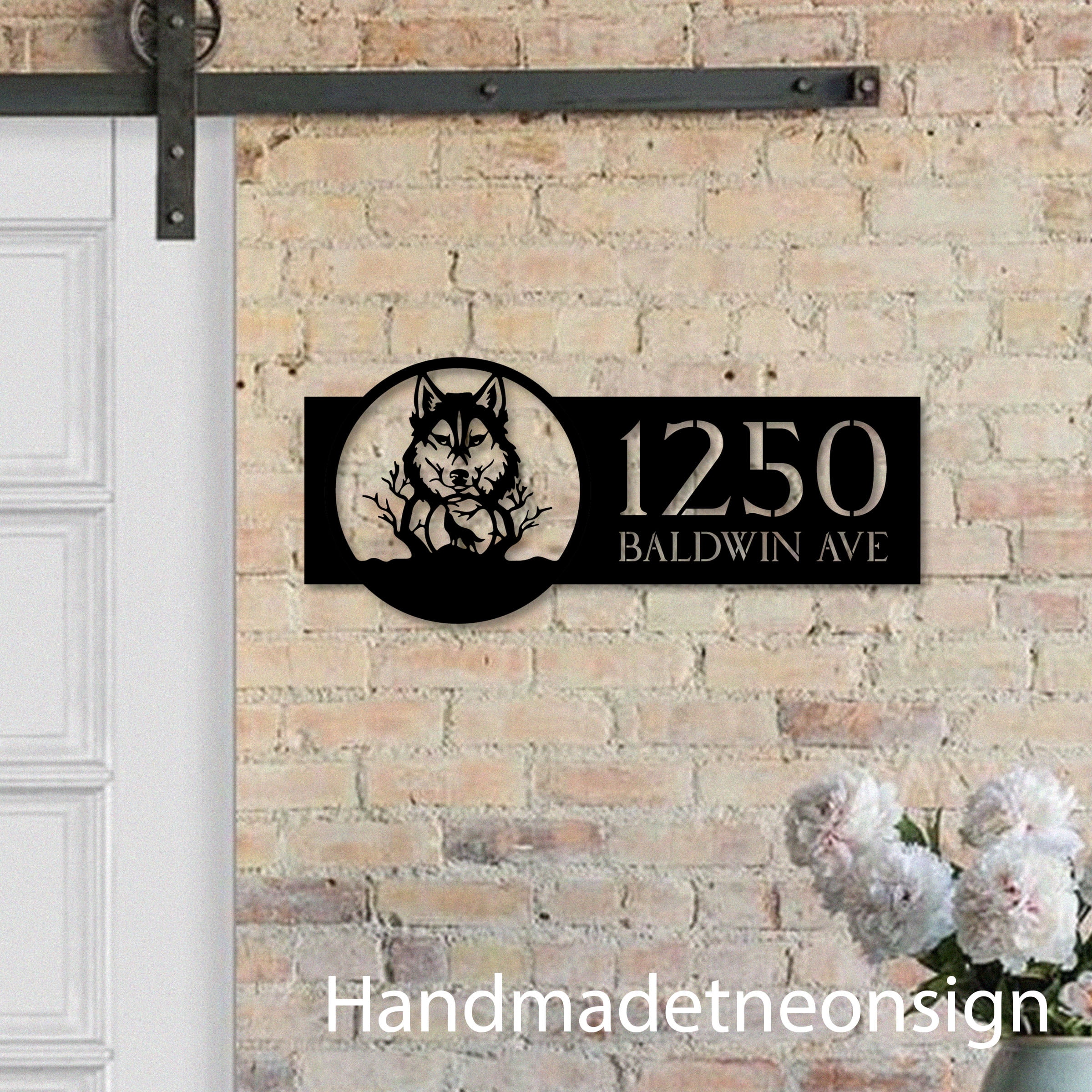 Handmadetneonsign Wolf House Number, Wolf Wild Animal Home Address ...