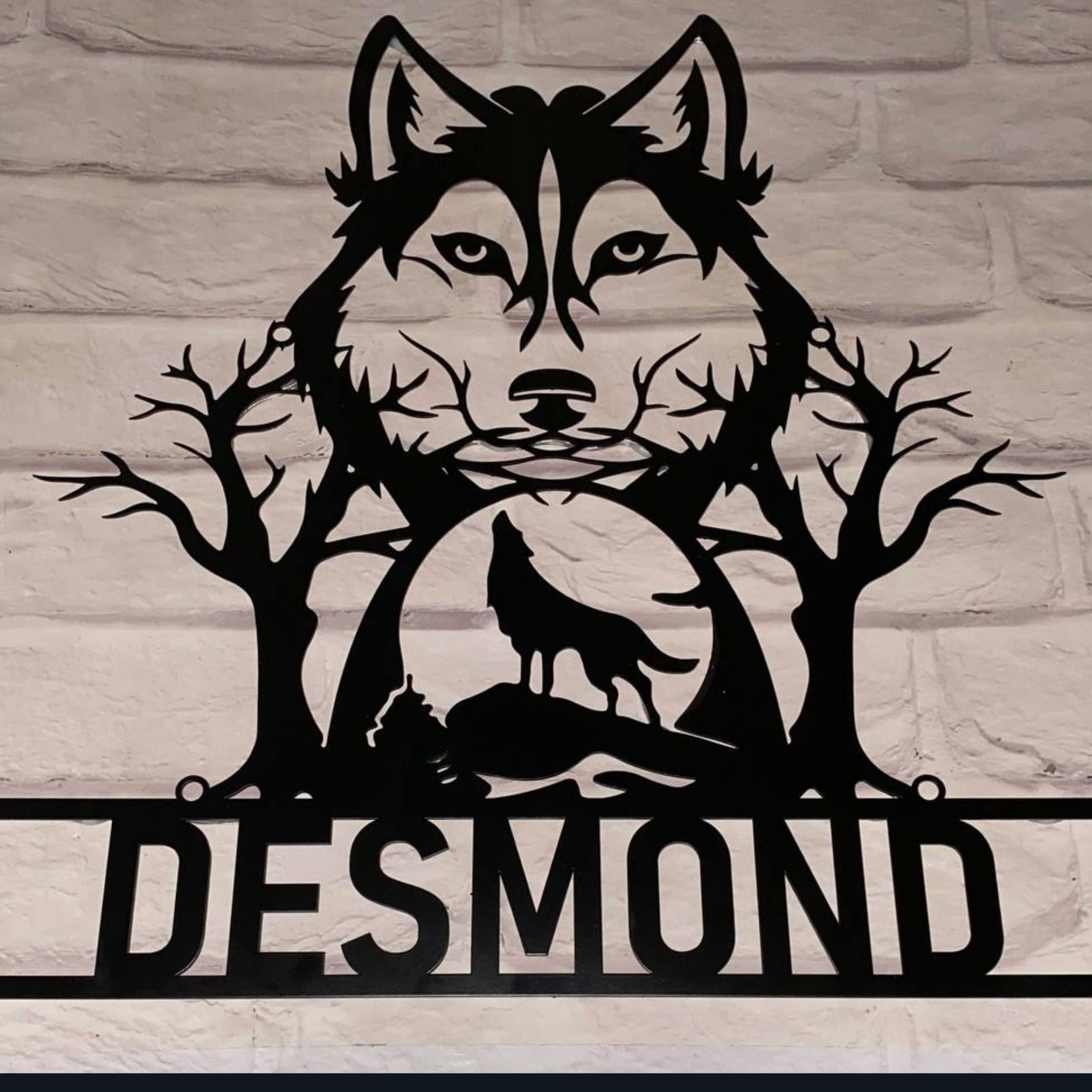 Handmadetneonsign Wolf In Forest Metal Wall Art Light, Wolf Metal Sign ...