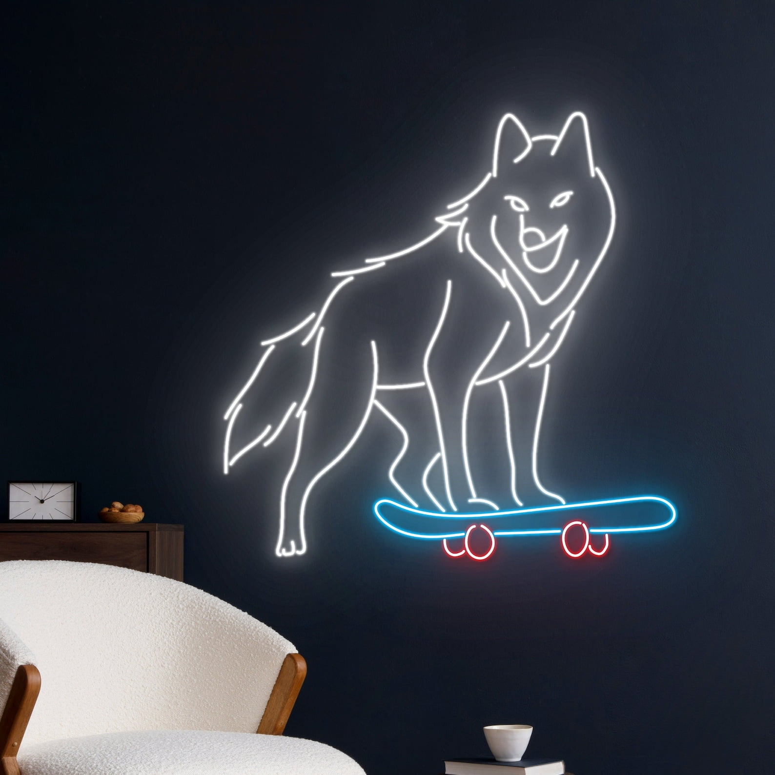 Handmadetneonsign Wolf Skateboarding Neon Sign, Skateboard Wolf Led ...