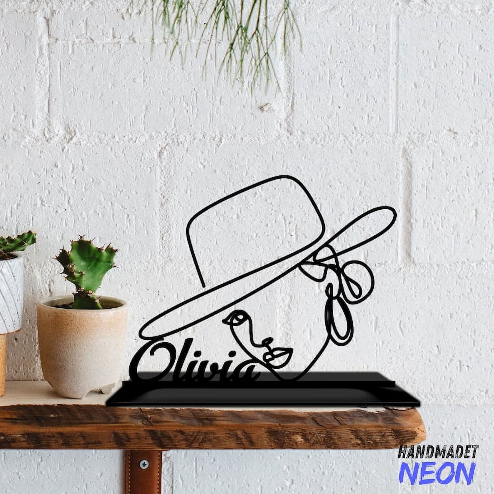 Handmadetneonsign Woman Face Table Decor, Girl Face Metal Shelf Decor ...