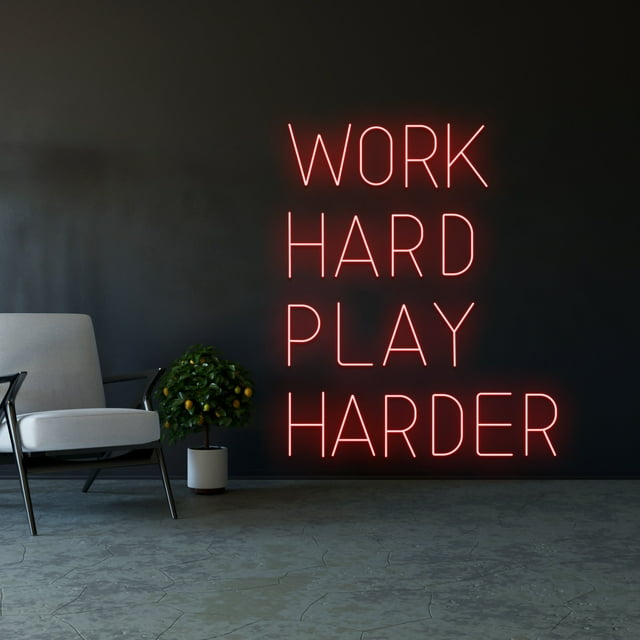 Handmadetneonsign Work Hard Play Harder Neon Light, Work Hard Play ...