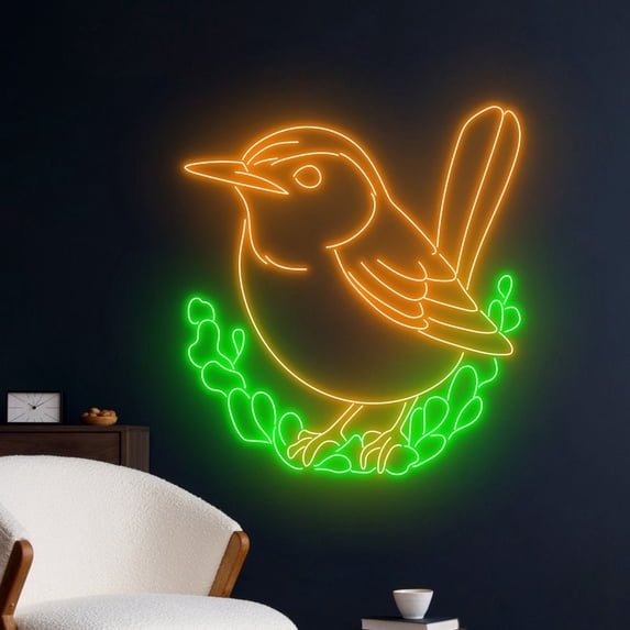 Handmadetneonsign Wren Bird Neon Sign, Wren Bird Wall Art Decor, Wren ...