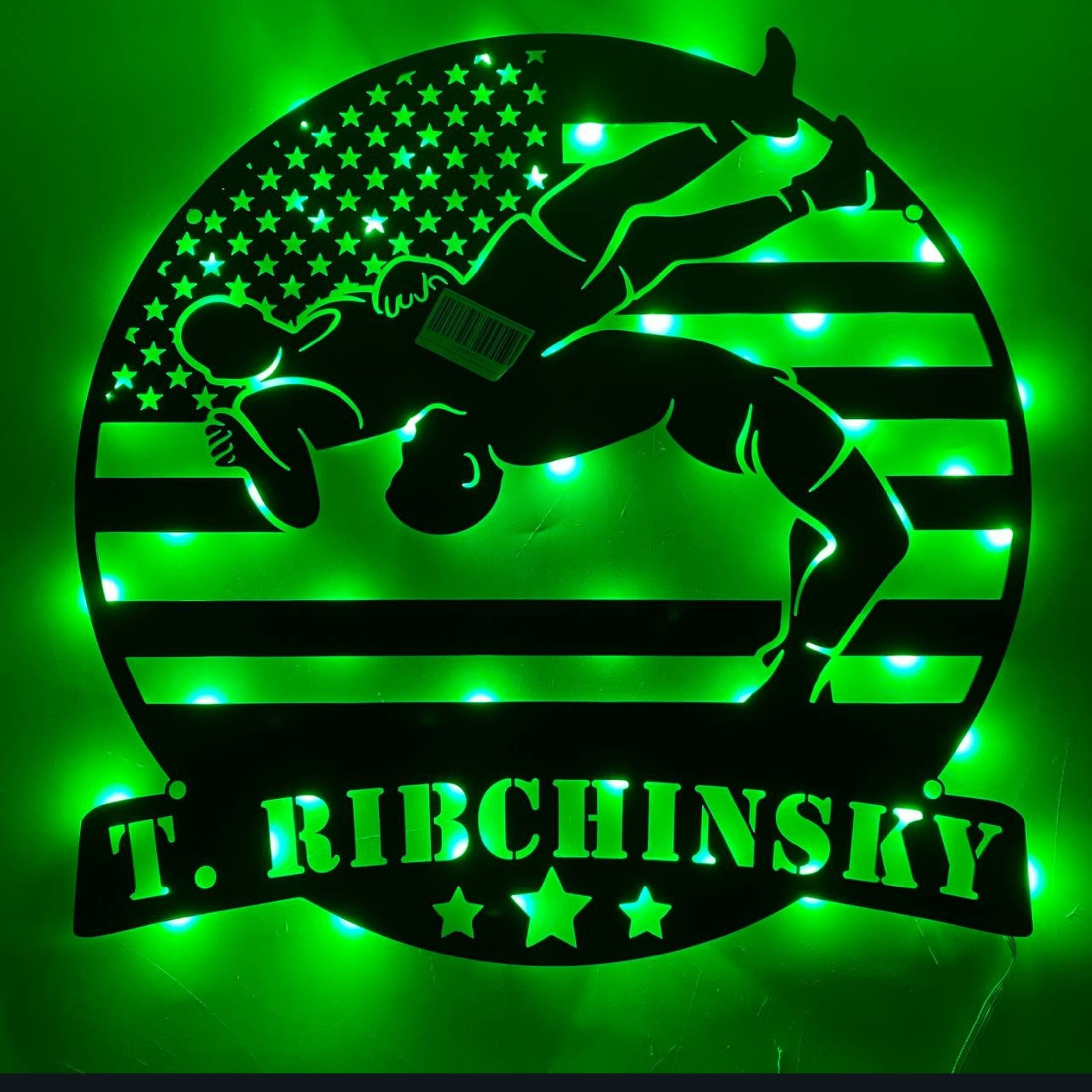 Handmadetneonsign Wrestler Metal Wall Art Light, Wrestler Metal Sign ...