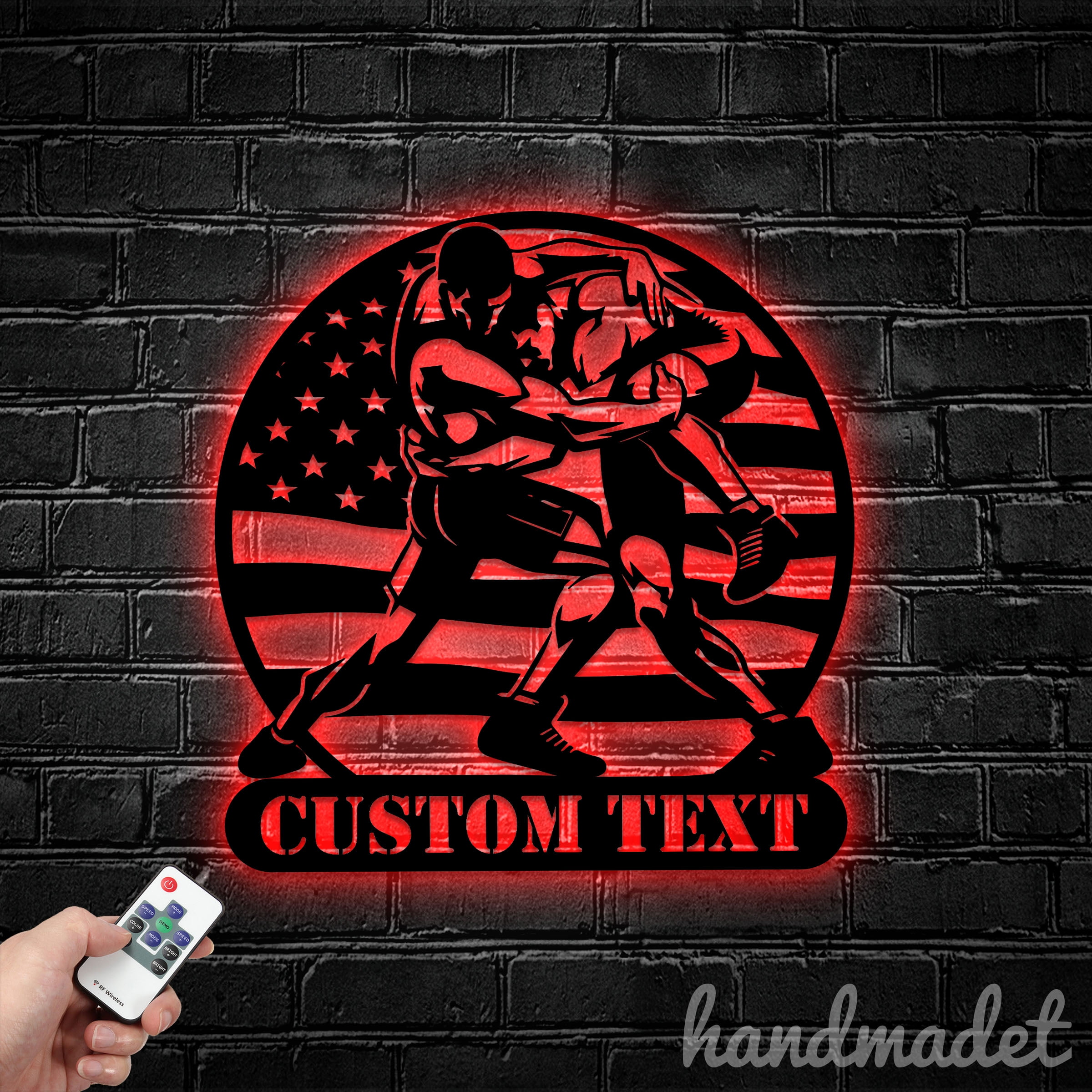 Handmadetneonsign Wrestler Metal Wall Art Light, Wrestler Metal Sign ...