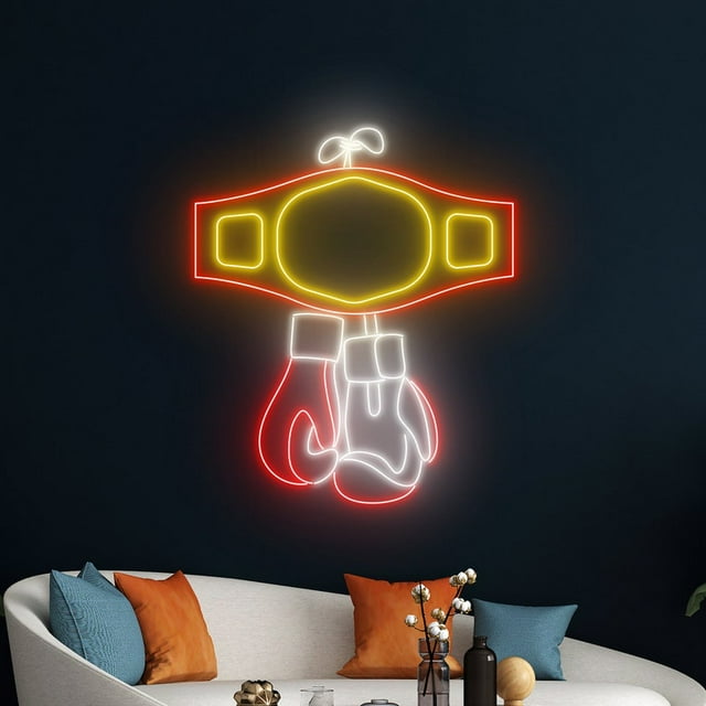 Handmadetneonsign Wrestling Belt Neon Sign, Wrestling Gloves Led Sign ...