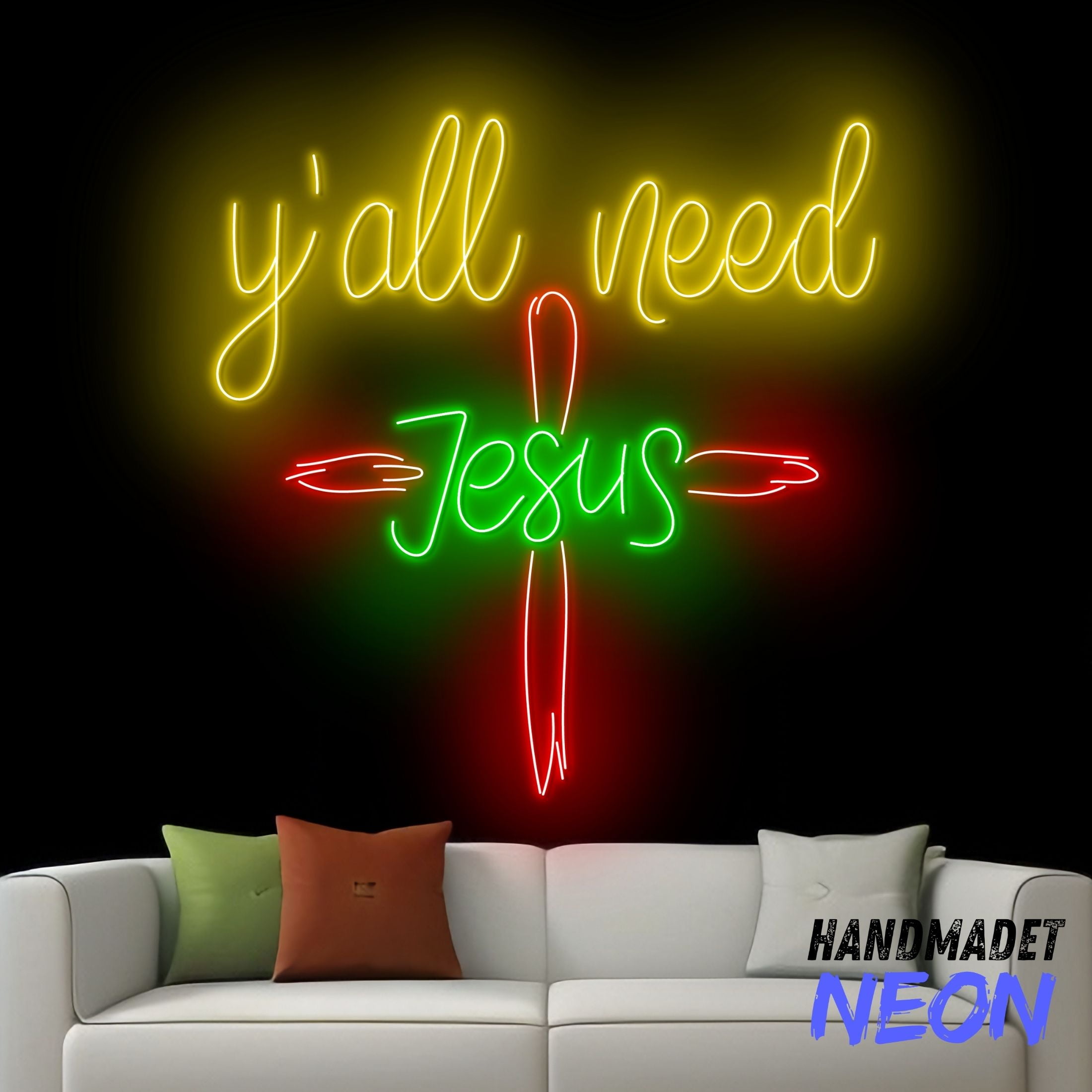 Handmadetneonsign Y'all Need Jesus Neon Sign, Christian Led Sign ...