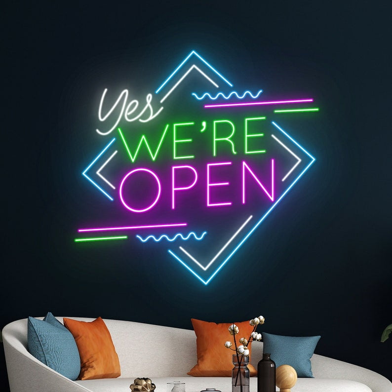 Handmadetneonsign Yes We're Open Led Sign, We Are Open Neon Sign, Open ...