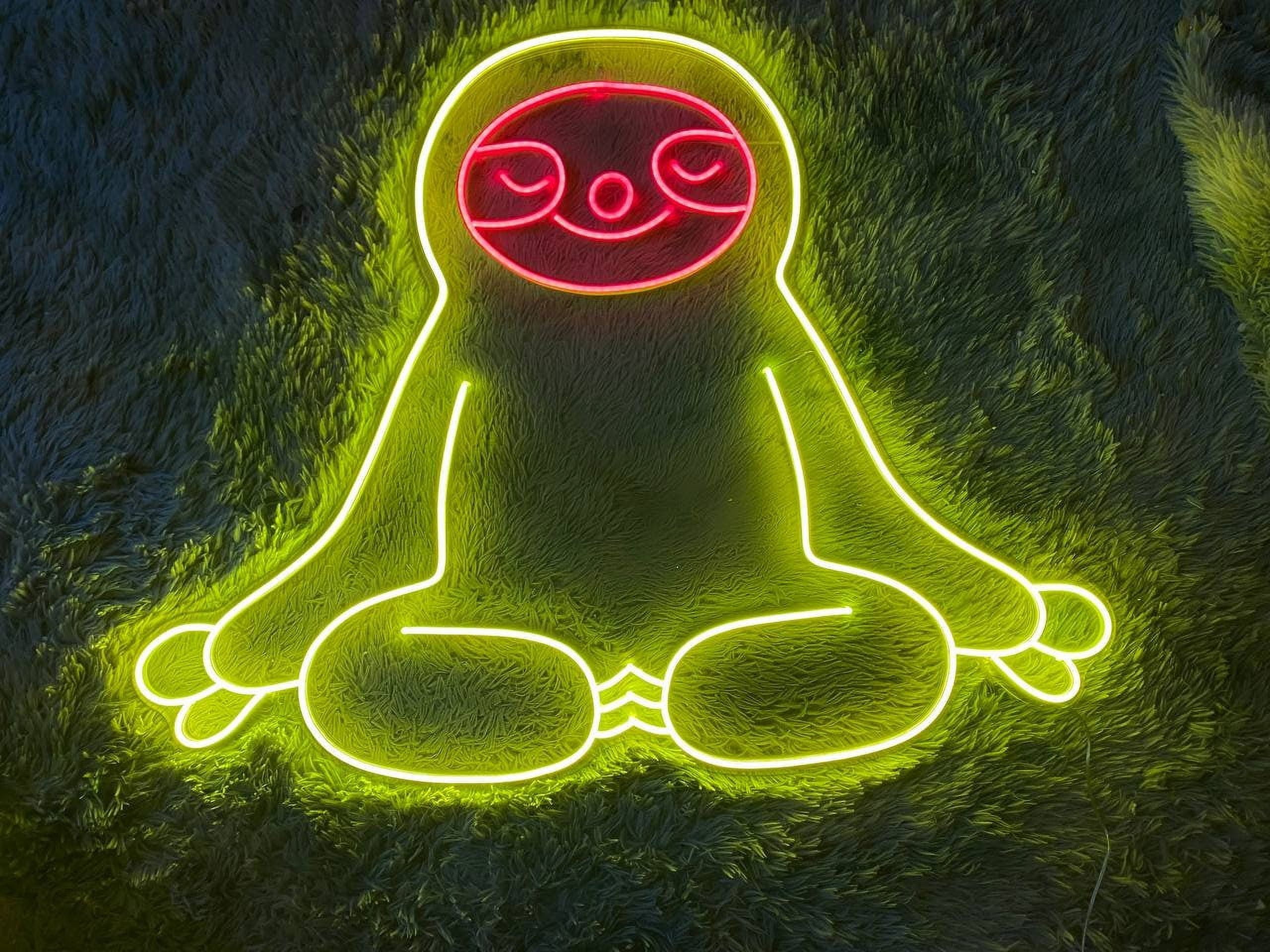 Handmadetneonsign Yoga Statue Sloth Neon Sign, Yoga Statue Sloth LED ...