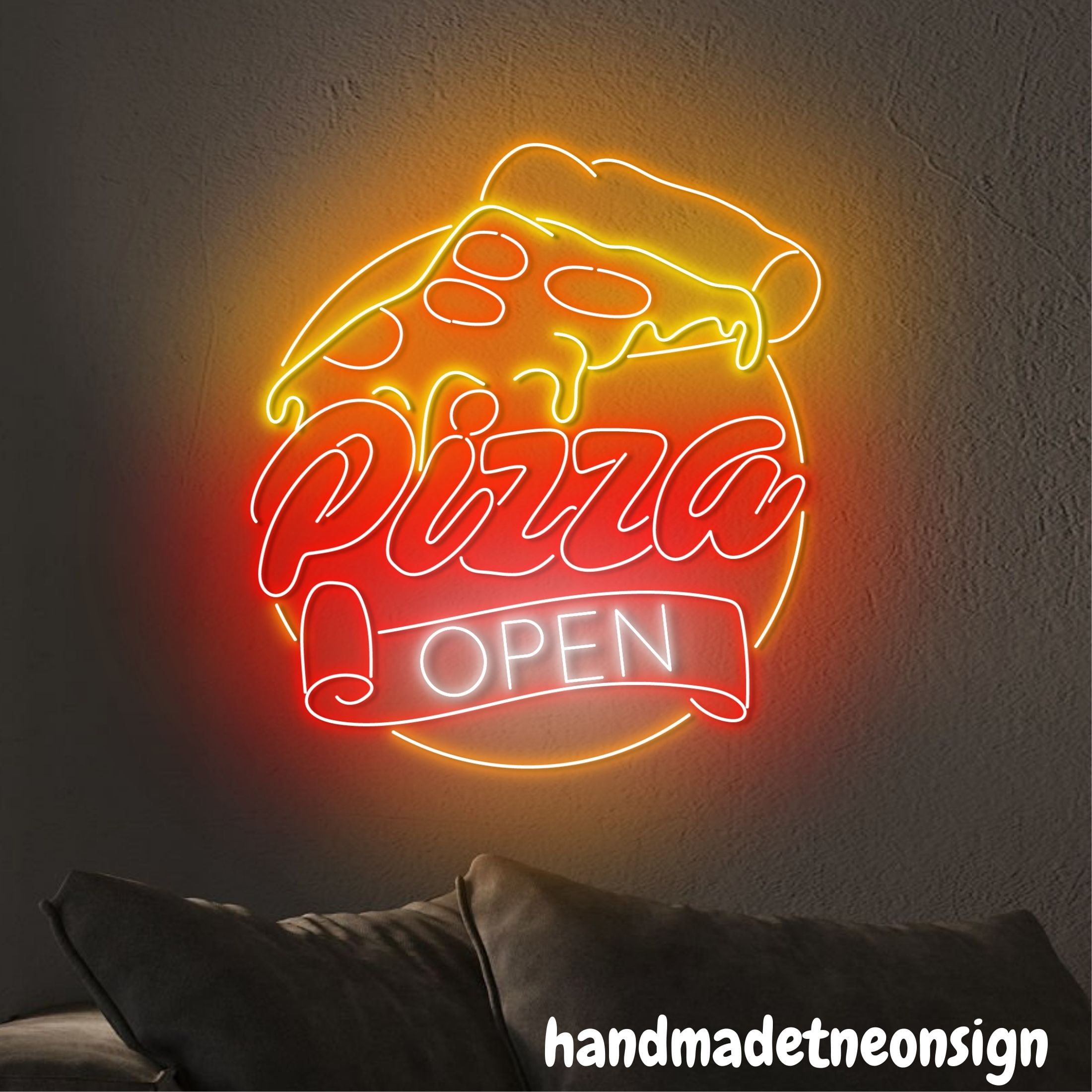 Handmadetneonsign Pizza Open Neon Sign, Pizza Restaurant Led Light ...