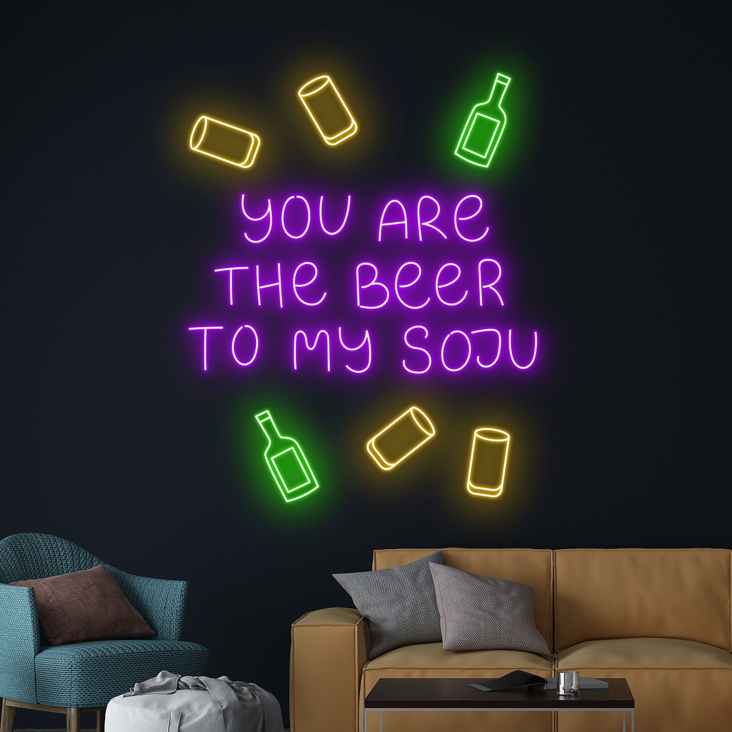 Handmadetneonsign You Are The Beer To My Soju Neon Sign, Soju Beer Neon ...