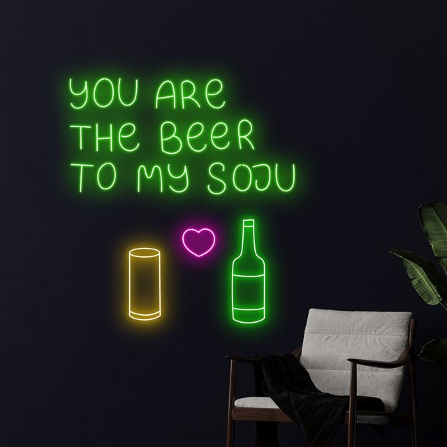Handmadetneonsign You Are The Beer To My Soju Neon Sign, Soju Beer Neon ...