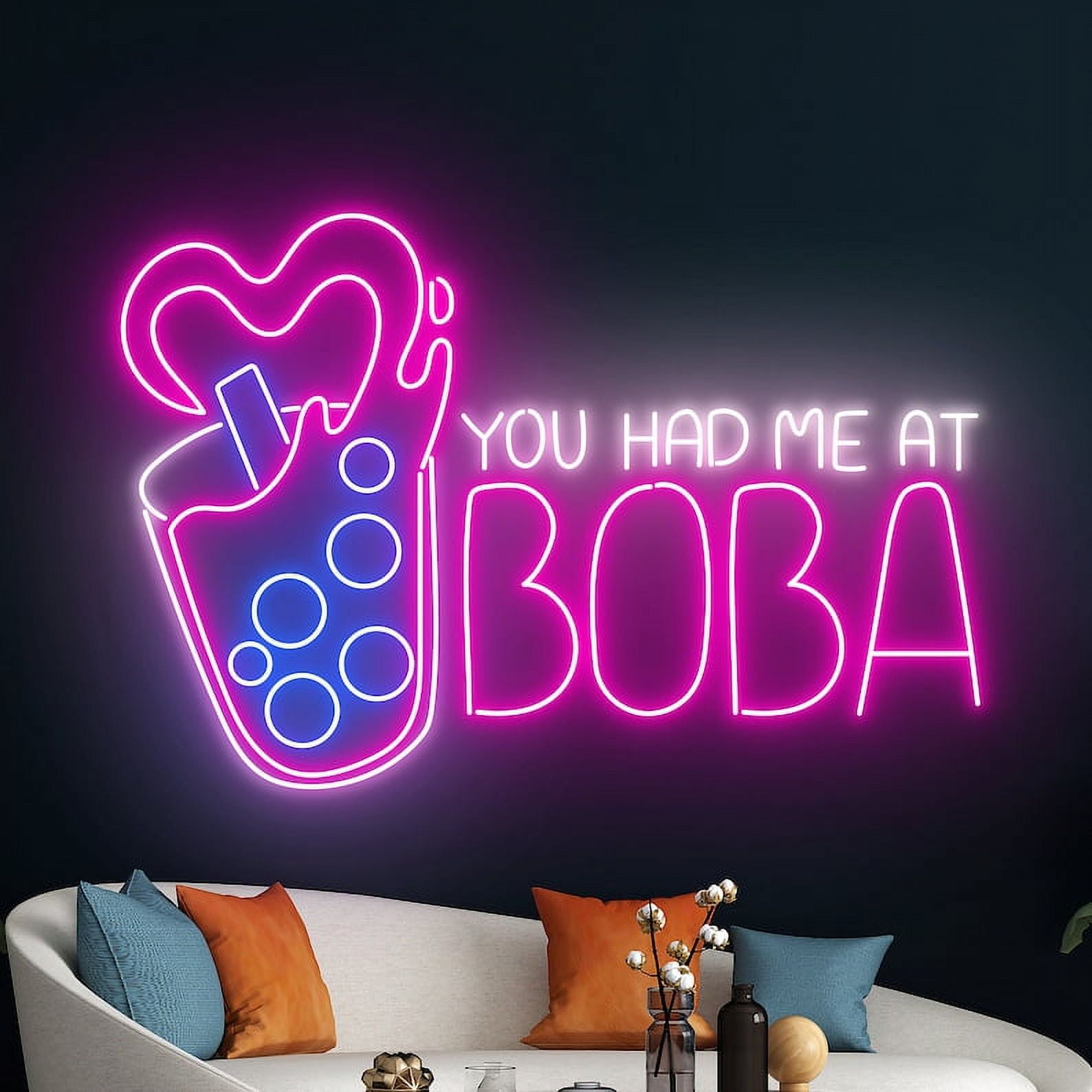 Handmadetneonsign You Had Me At Boba Neon Sign, Boba Tea Neon Light ...