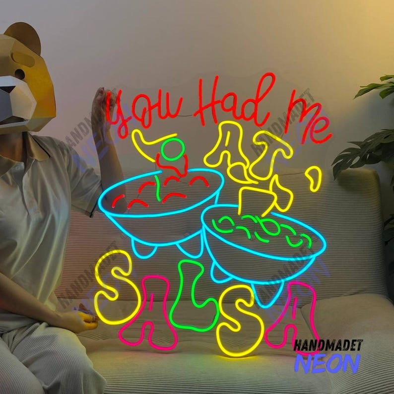 Handmadetneonsign You Had Me At Salsa Neon Sign, Nachos Salsa Led Sign ...