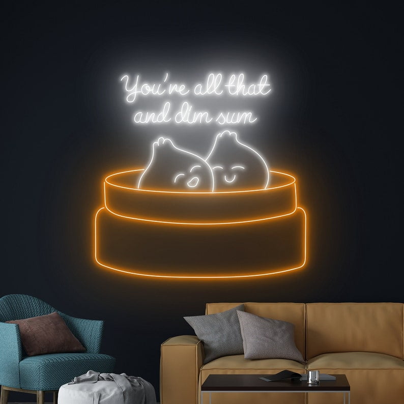 Handmadetneonsign You're All That And Dimsum Neon Sign, Dimsum Wall Art Decor, Chinese Food Wall ...