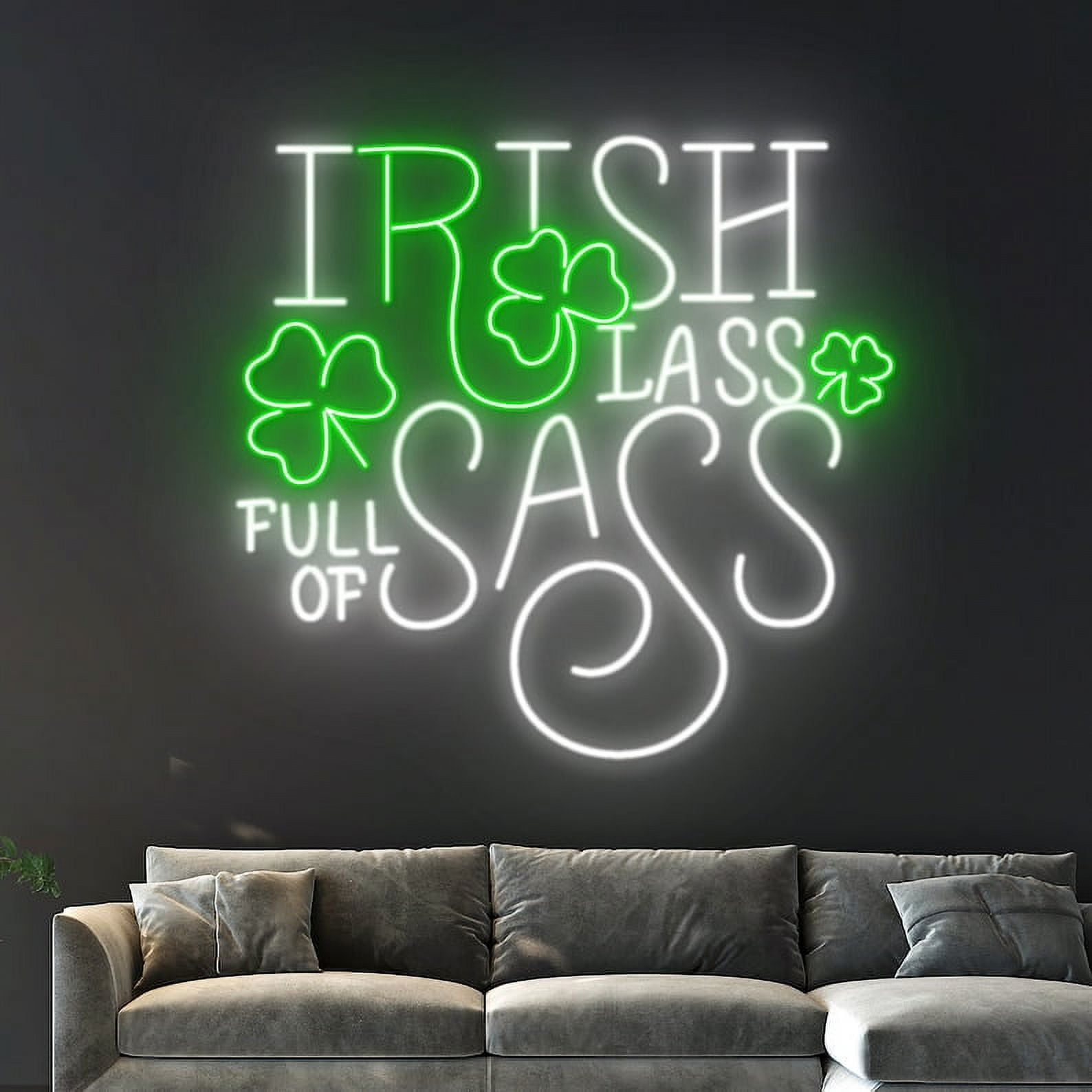 HandmadetneonsignIrish Lass Full Of Sass Neon Sign, Shamrock Neon Light ...