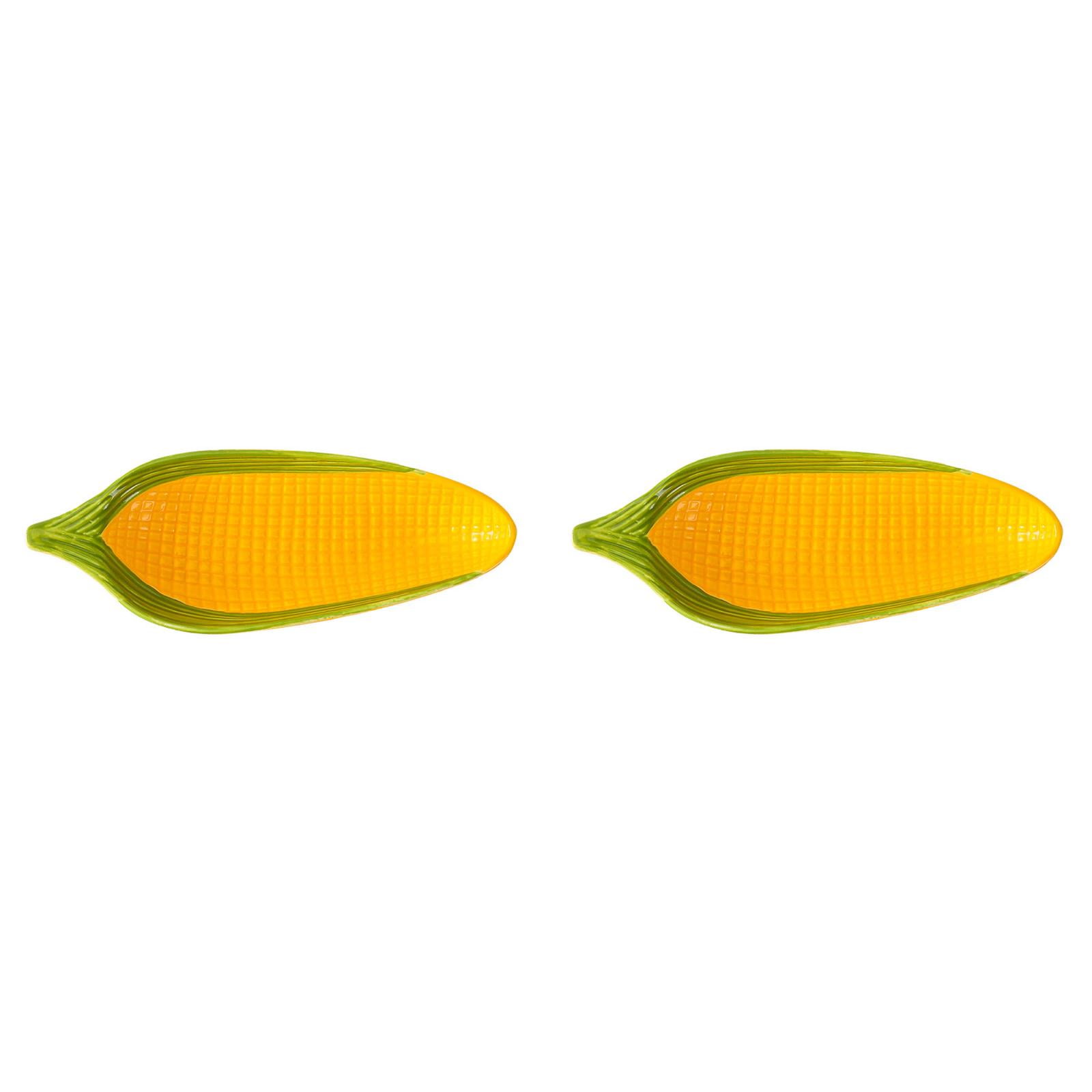 Handpainted Ceramic Corn Cob Dishes Family Sized Plates Microwave ...