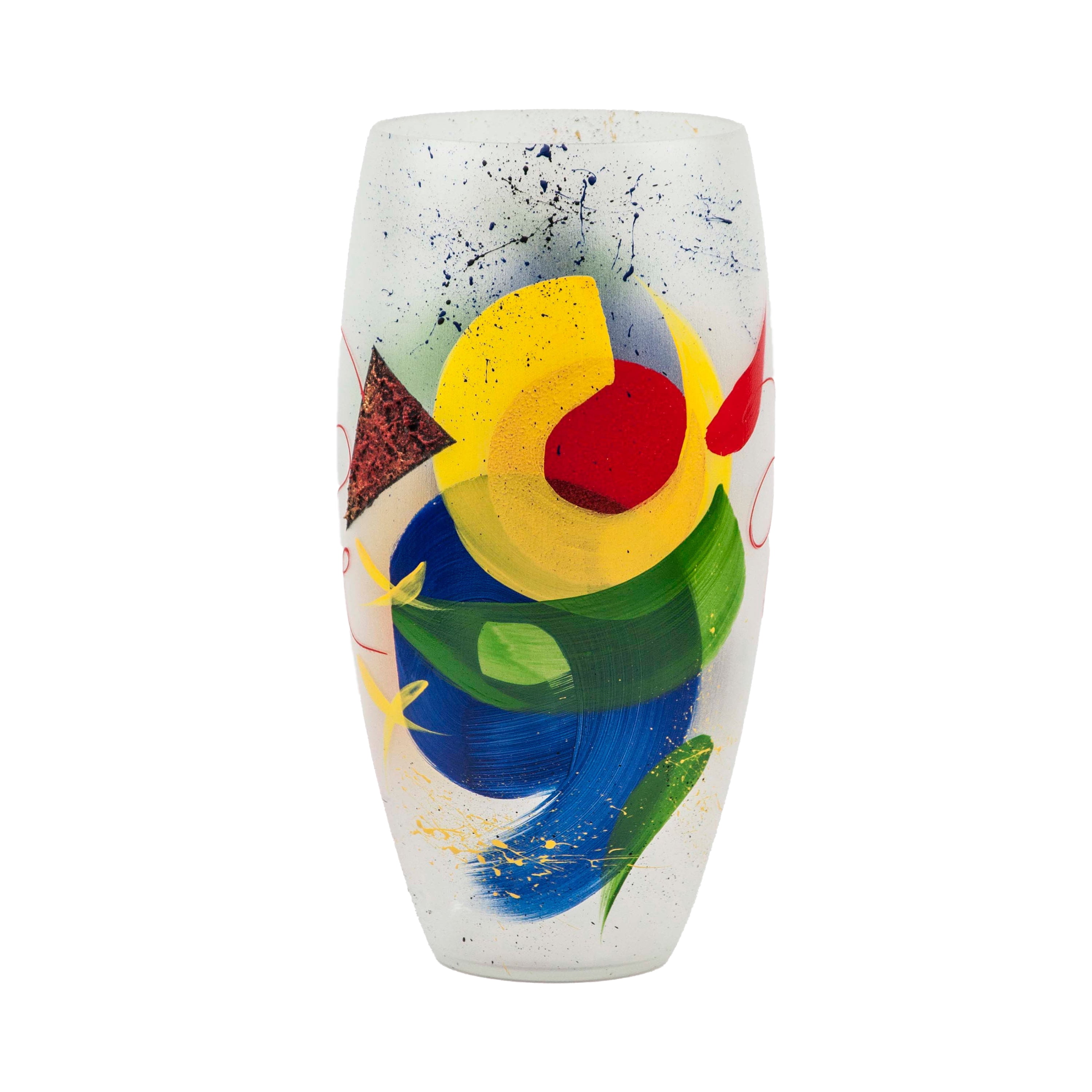 Handpainted Glass Vase - Abstract Multicolor Vase - Decorative Design ...