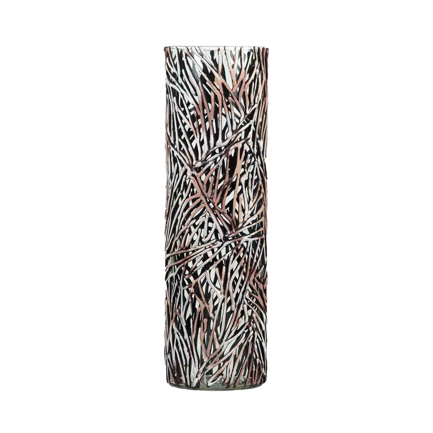 Handpainted Glass Vase - Chrome Decorative Design - Home Decor - 16 ...