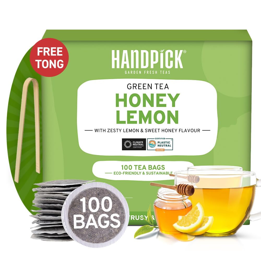 Handpick Honey Lemon Green Tea Bags With Free Tong - 100 Tea Bags ...