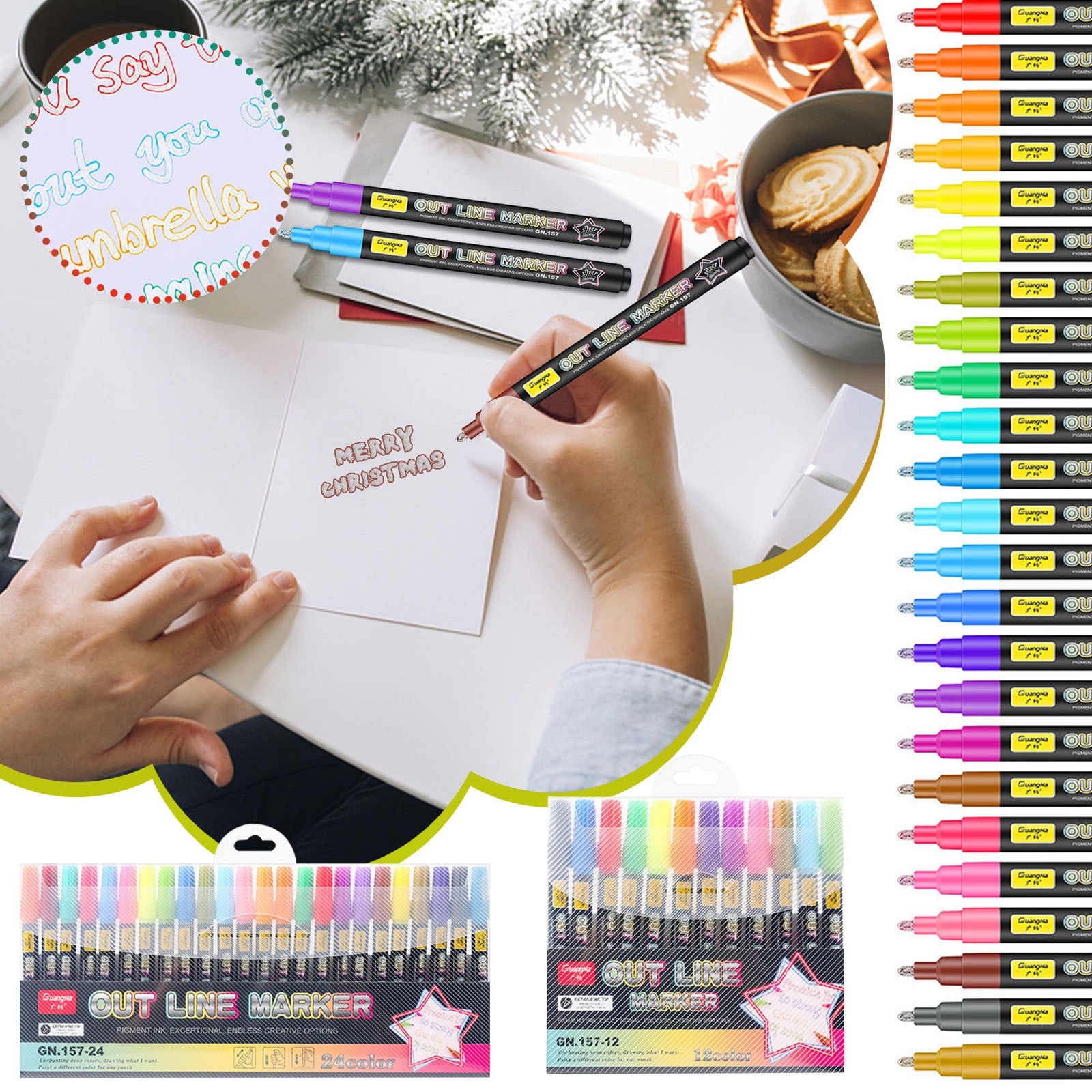 Handpicked Items, Double Line Marker Pens, 12-24 Color Graffiti Set ...