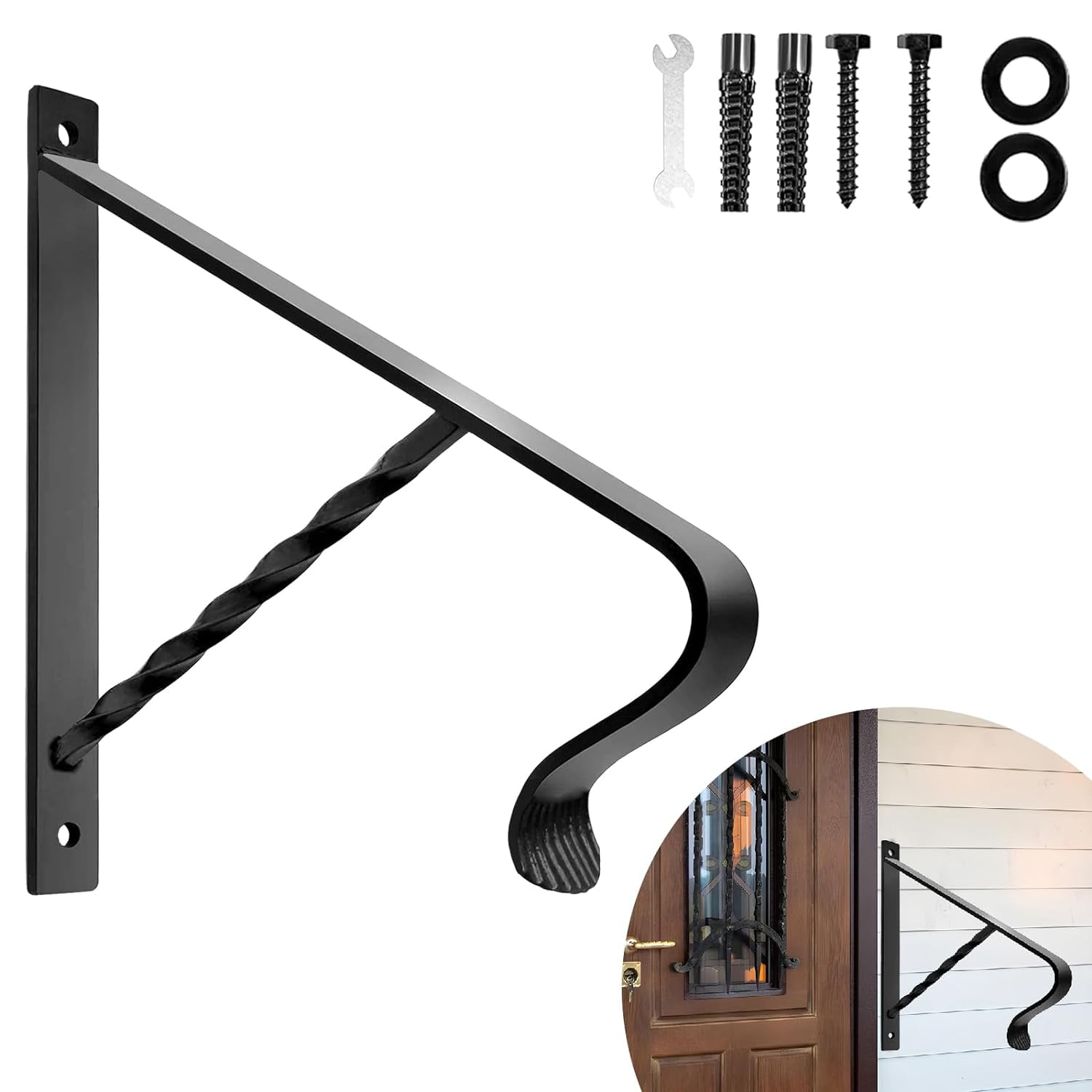 Handrail 1-2 Steps Porch Handrail Wrought Iron Handrail Grab Rail ...