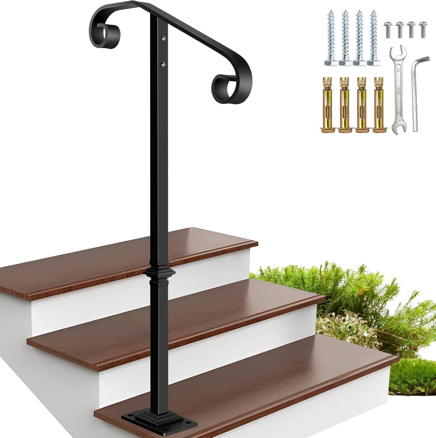 Handrail Railing, Single Post Handrail, Sturdy Outdoor Handrails with ...